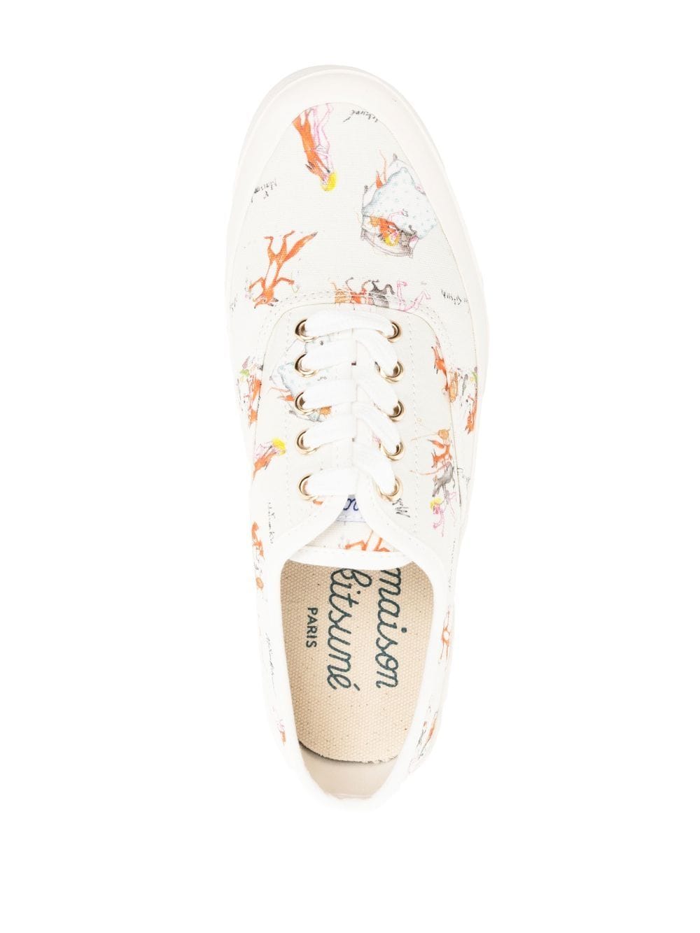 Maison Kitsuné Graphic-Print Sneakers In White - 58% Off  display picture 3