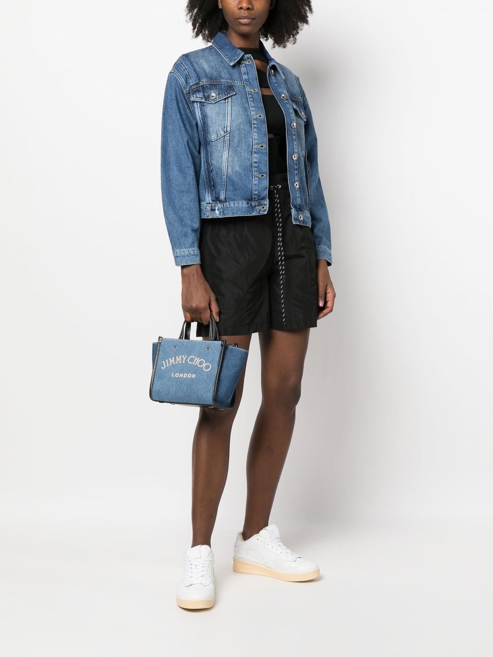 Jimmy Choo Small Avenue Denim Tote Bag - Blue | Editorialist
