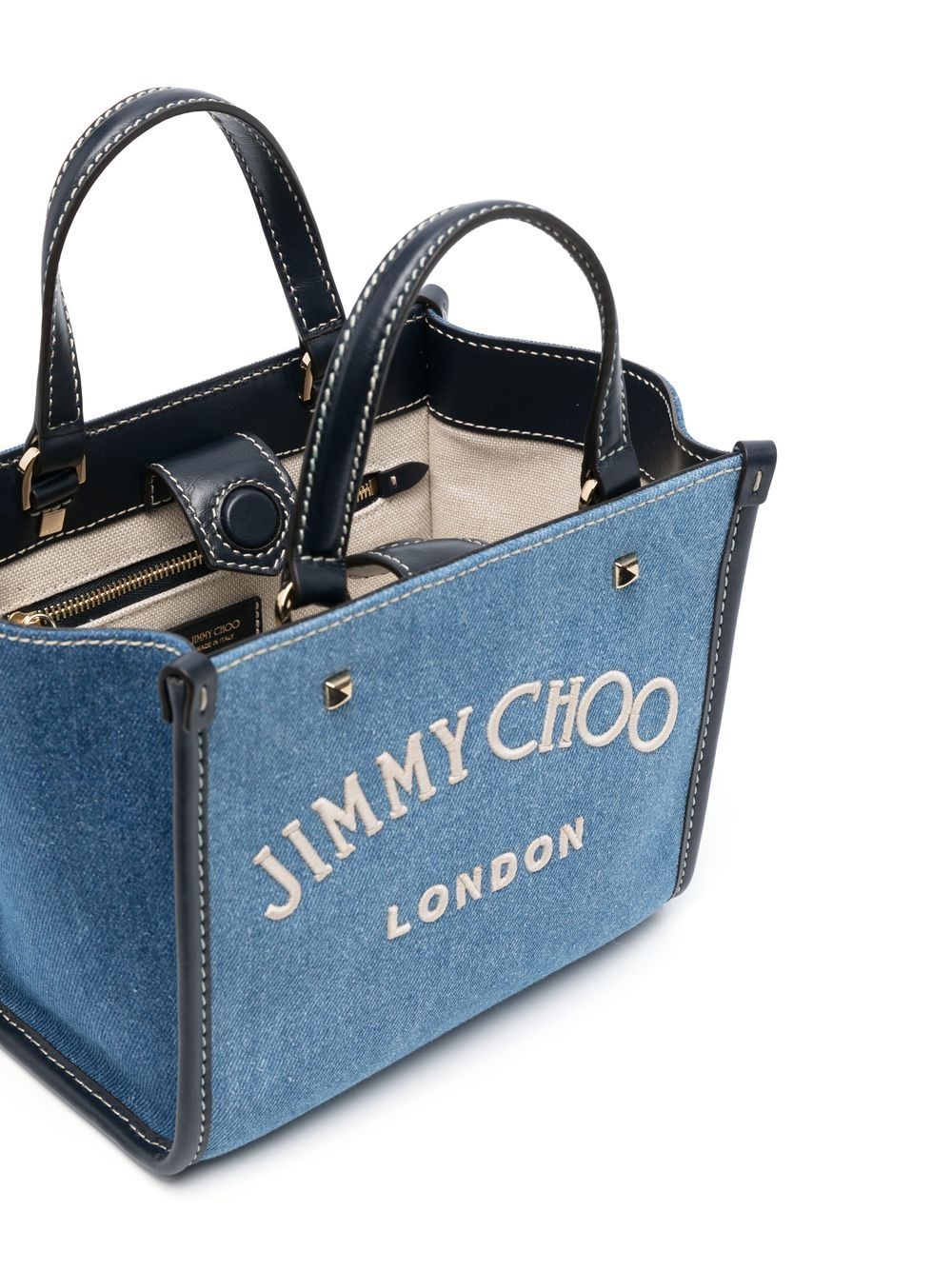 JIMMY CHOO CHOO MINI TOTE デニム/ネイビー Jimmy Choo Small Avenue Denim Tote Bag - Blue | Editorialist