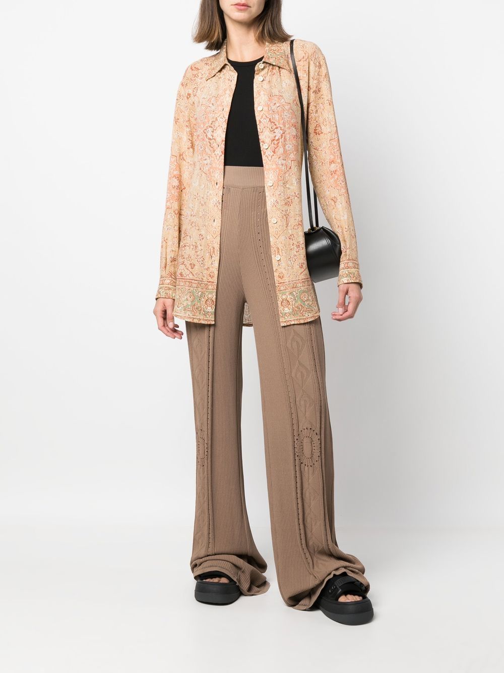 MARINE SERRE Marine Serre Pointelle Knit Flared Trousers