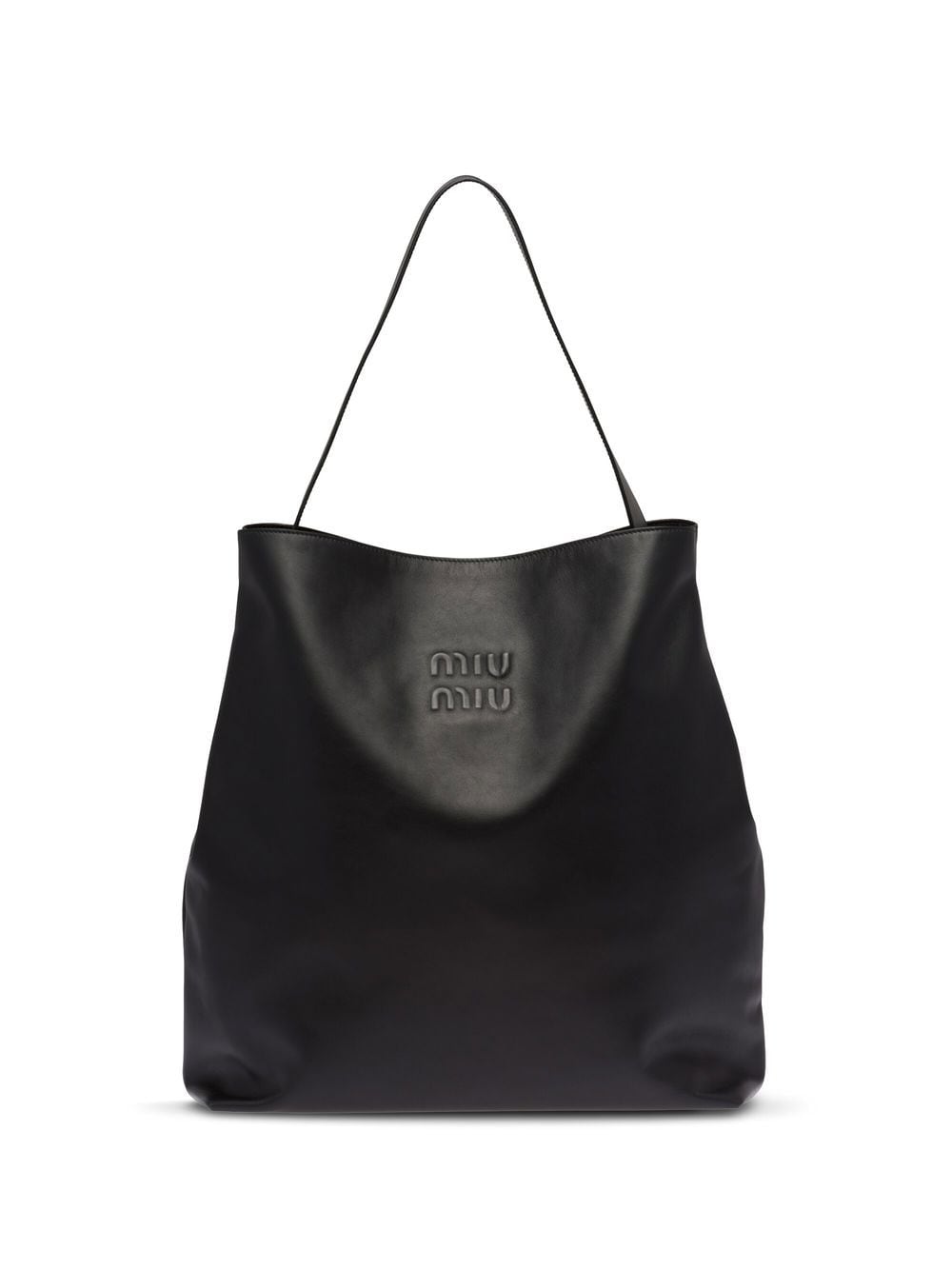Miu Miu Debossed-Logo Leather Shoulder Bag - Black | Editorialist