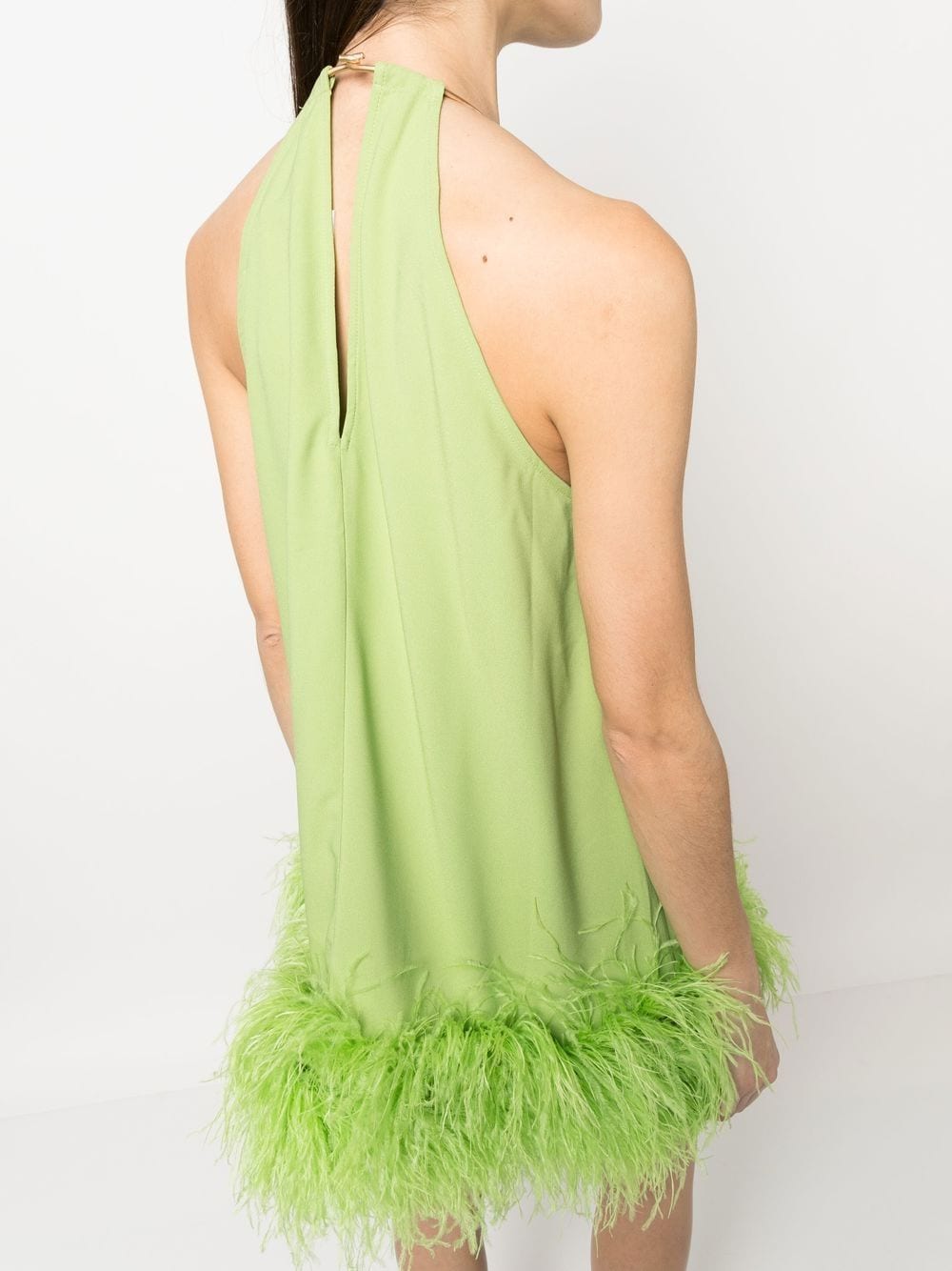 Cult Gaia Reeves Feather-Trim Mini Dress In Green - 25% Off | Editorialist Cult Gaia Reeves Feather-Trim Mini Dress In Green - 25% Off | Editorialist