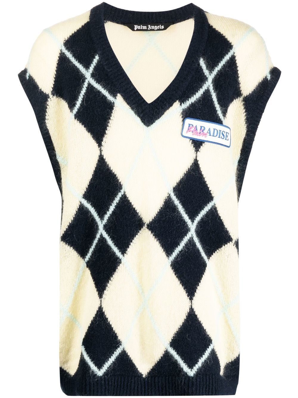 PALM ANGELS Palm Angels Logo-Patch Argyle Knitted Vest