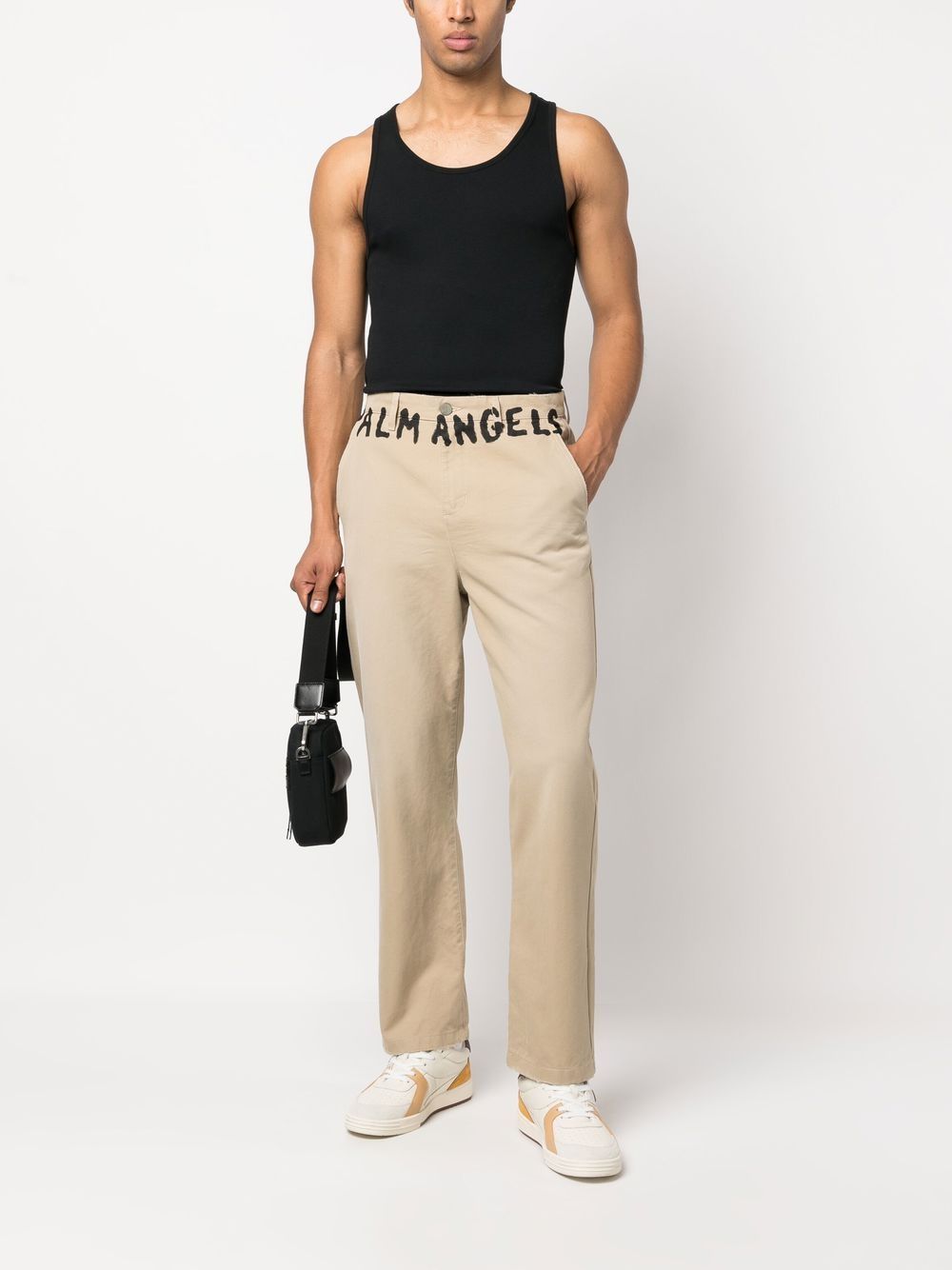 PALM ANGELS logo-print chino trousers