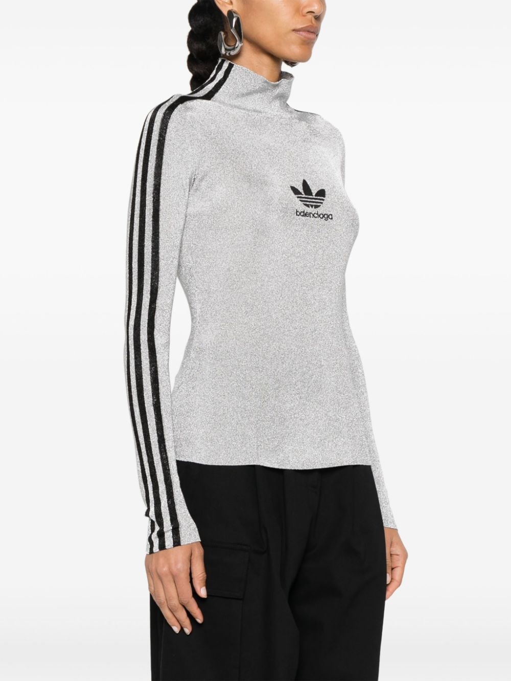Balenciaga X Adidas Mock-Nec Lurex T-Shirt In Silver - 48% Off