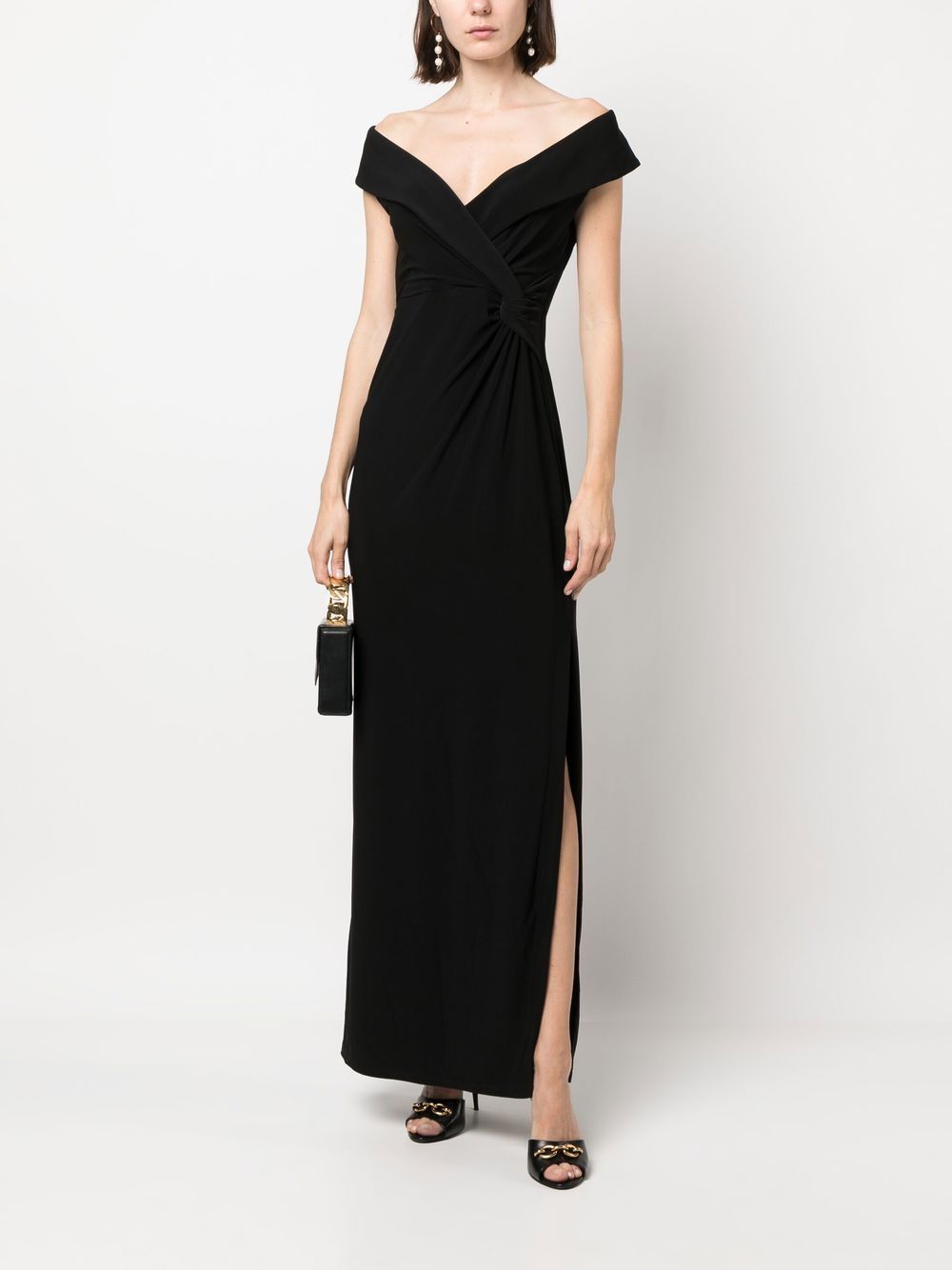 RALPH LAUREN Sleeveless Pinched-Waist Gown