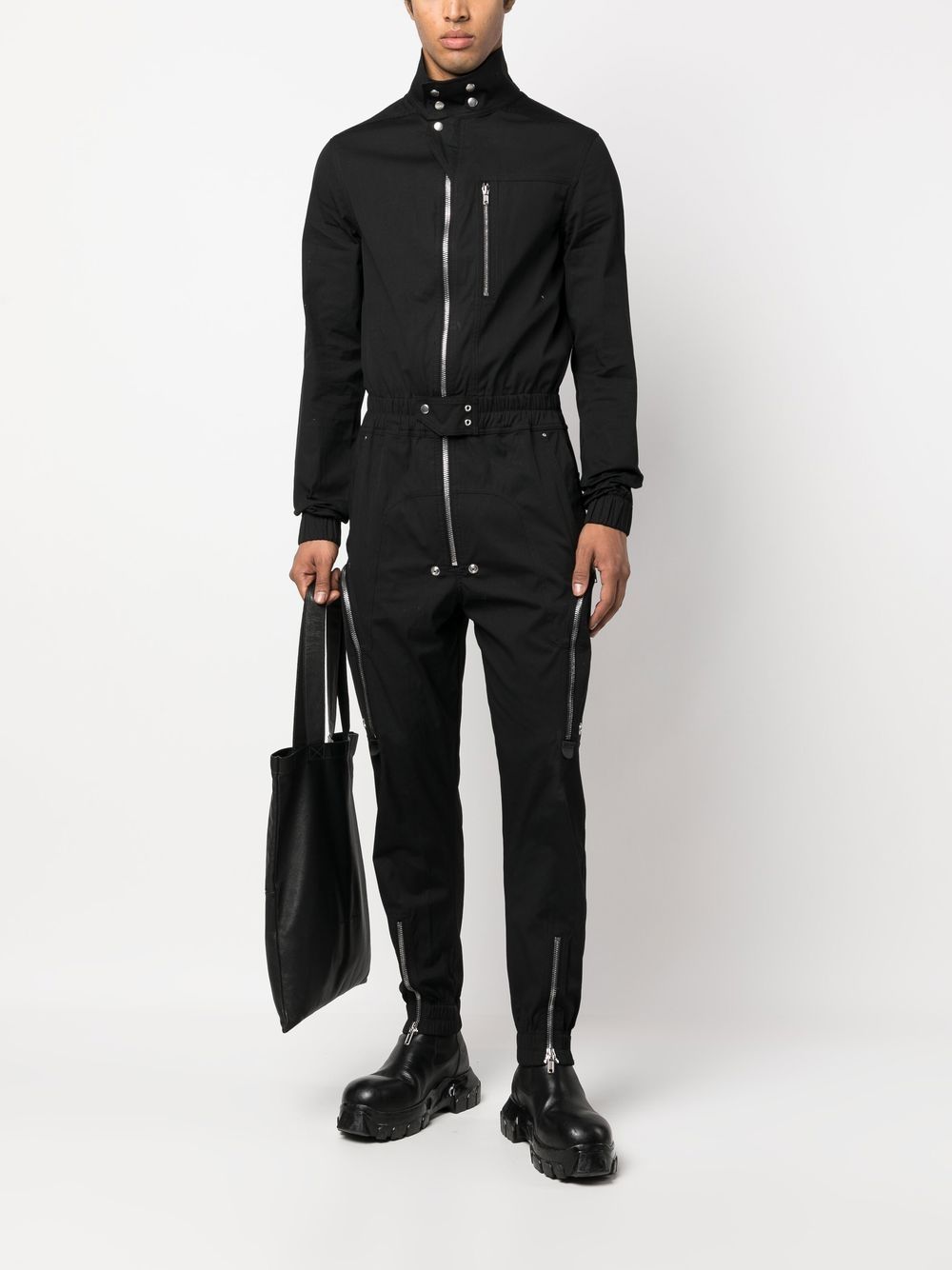 Rick Owens Long-Sleeve Zip-Up Jumpsuit In Black - 40% Off