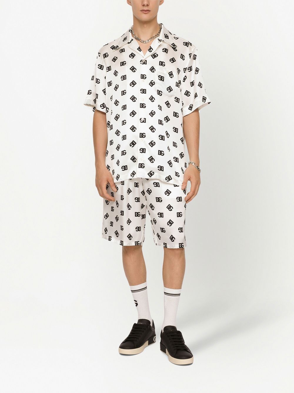 DOLCE & GABBANA Monogram Silk Track Shorts