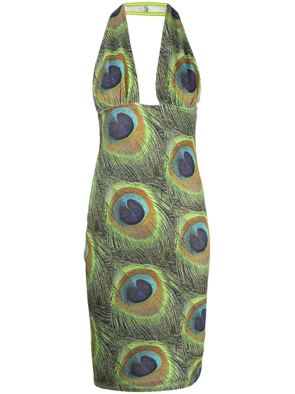 Victor Glemaud Peacock Halterneck Dress - Green | Editorialist