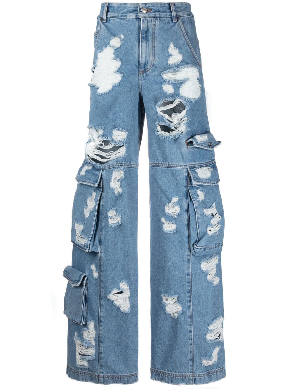 GCDS GCDS Distressed Wide-Leg Jeans