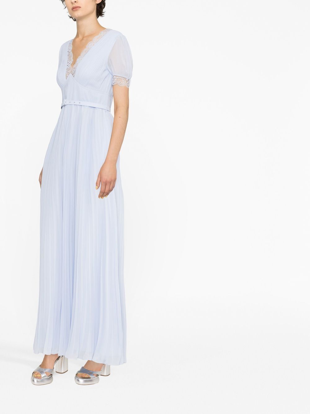 self portrait blue chiffon maxi dress The Blake: Pinstripe Mini Dress S main image 1