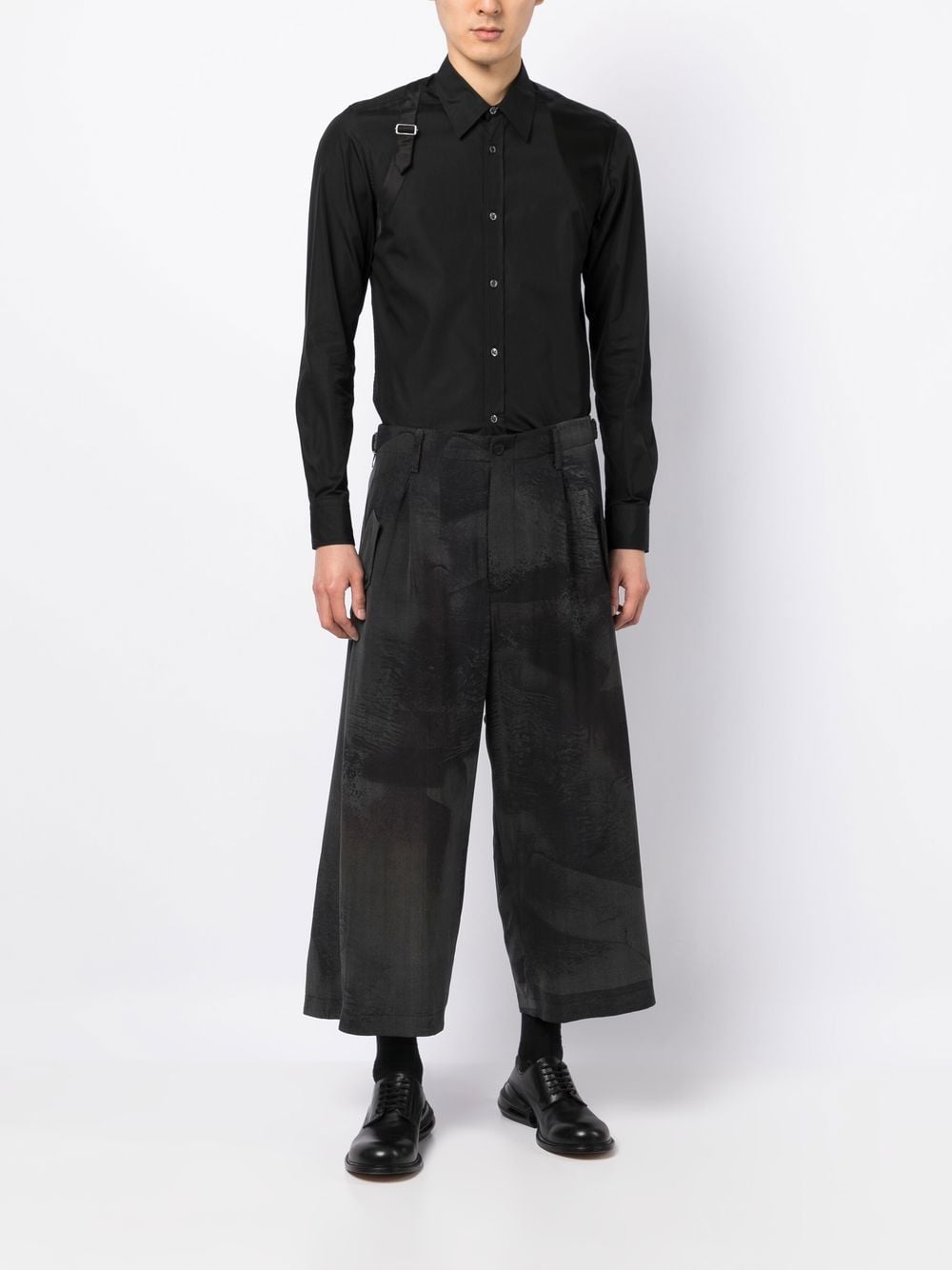 YOHJI YAMAMOTO Yohji Yamamoto Cropped Wide-Leg Trousers