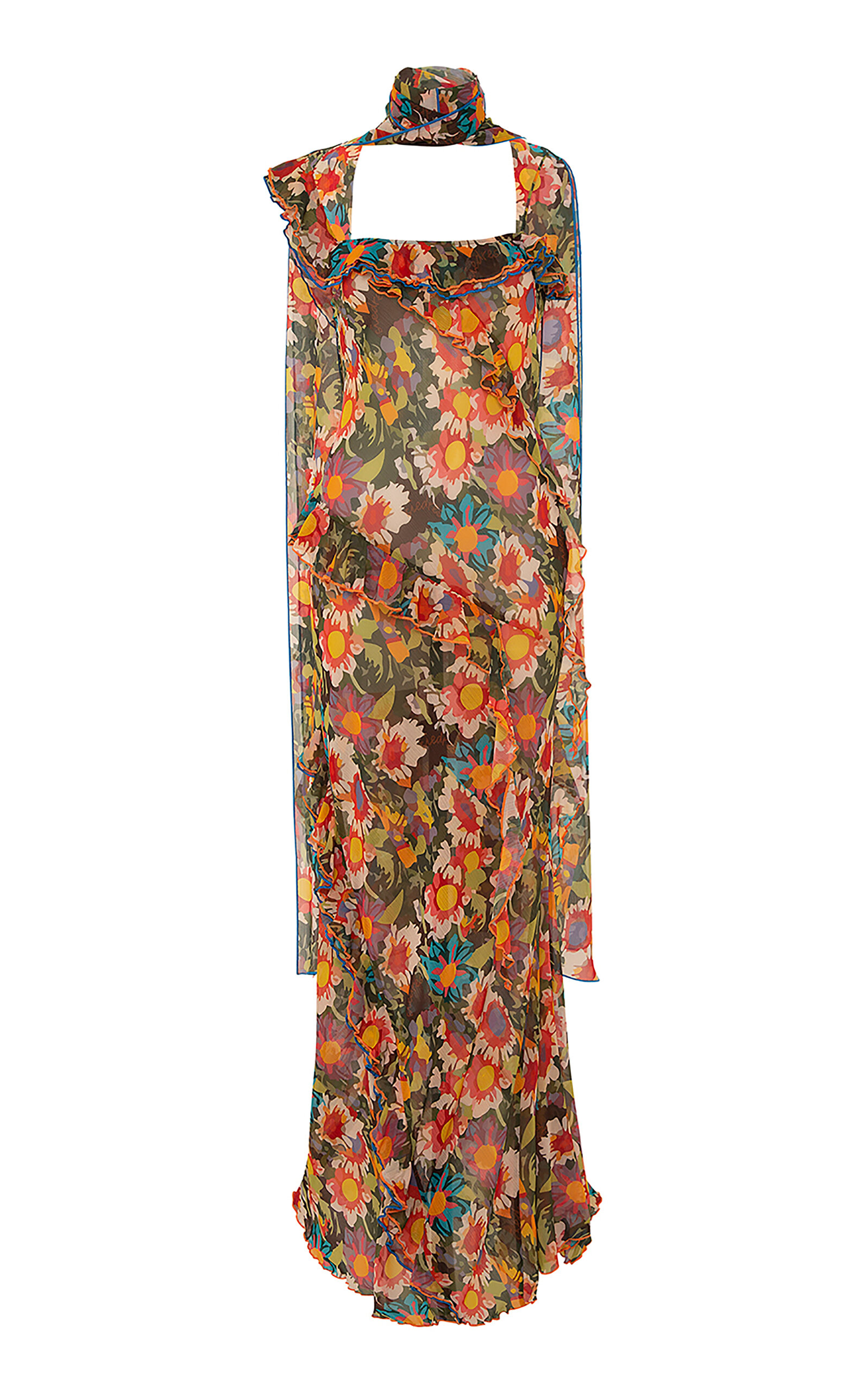 monica halter ribbed floral dress Siedres Ruffled Maxi In Multi - 40% Off SN:D30515