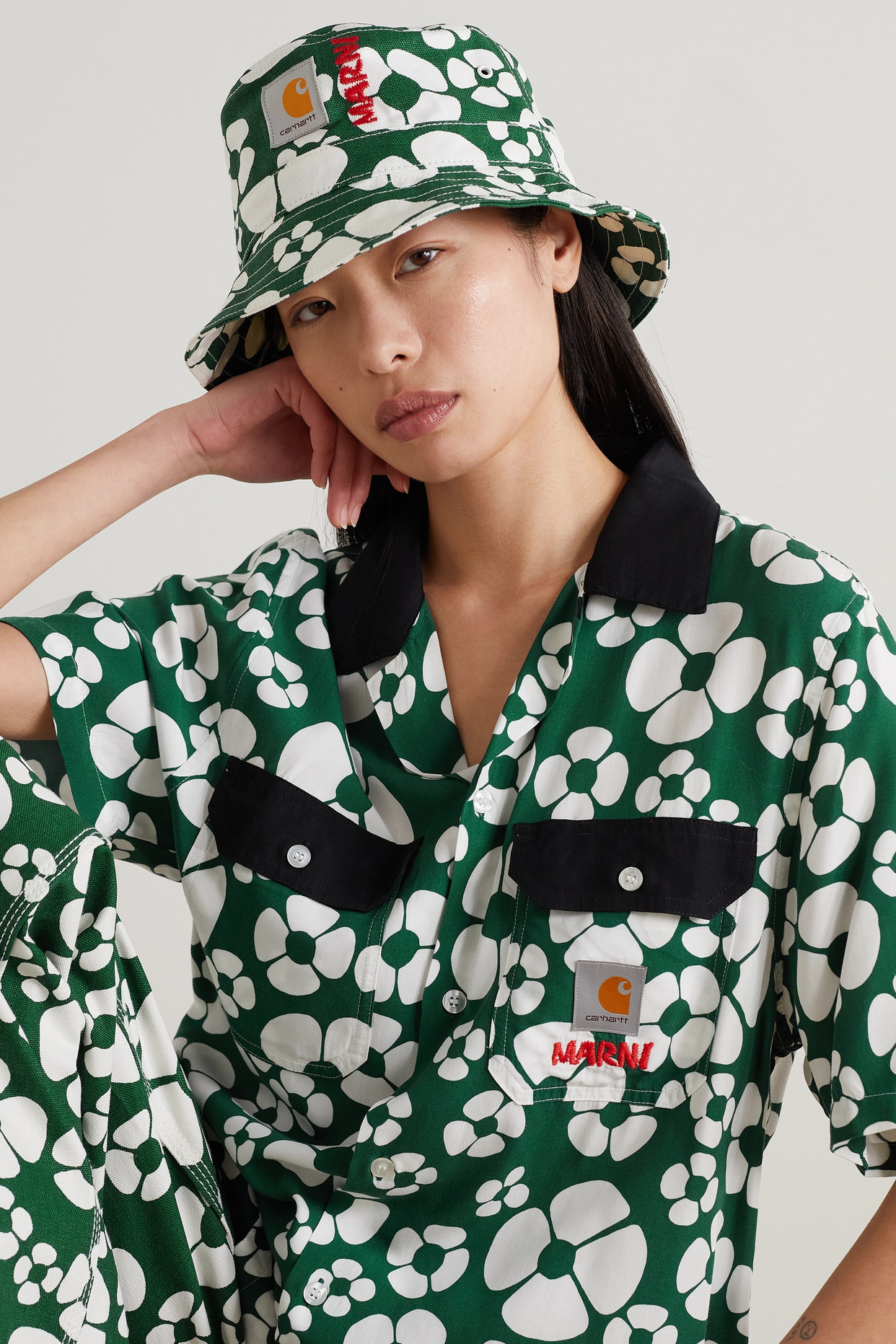 Marni Carhartt Wip Embroidered Floral-Print Cotton-Canvas  display picture 1