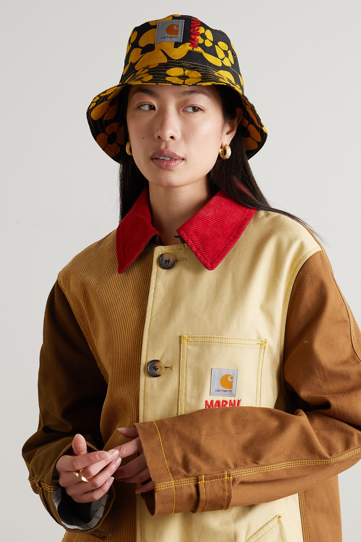 Marni Carhartt Wip Embroidered Floral-Print Cotton-Canvas Bucket