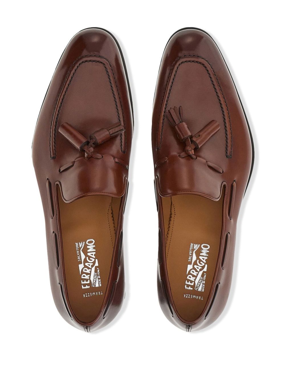 Salvatore Ferragamo Brown Leather Loafers with Tassels Vintage Salvatore Ferragamo Shoes Mens 9D | Brown Wingtip  main image 2