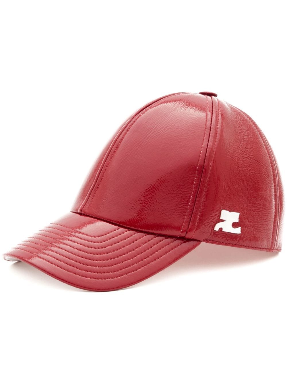 Courreges Logo-Patch Patent Cap - Red - 40% Off | Editorialist display picture 3