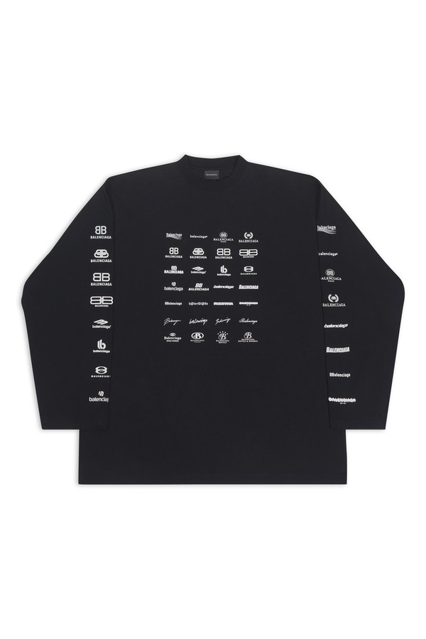 Balenciaga Archives Logos Long Sleeve T-shirt Oversized - Black