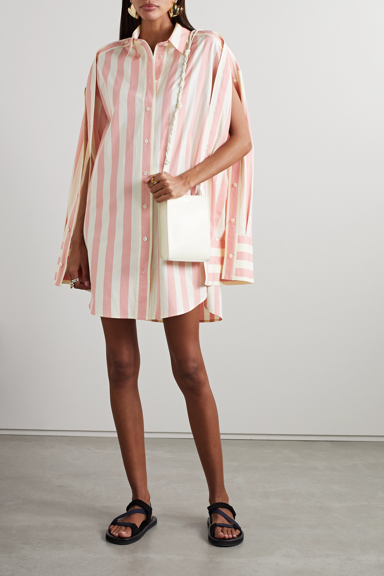 zara pink striped shirt dress Zara Mixed stripe shirt-style tunic dress women's size S Pink white