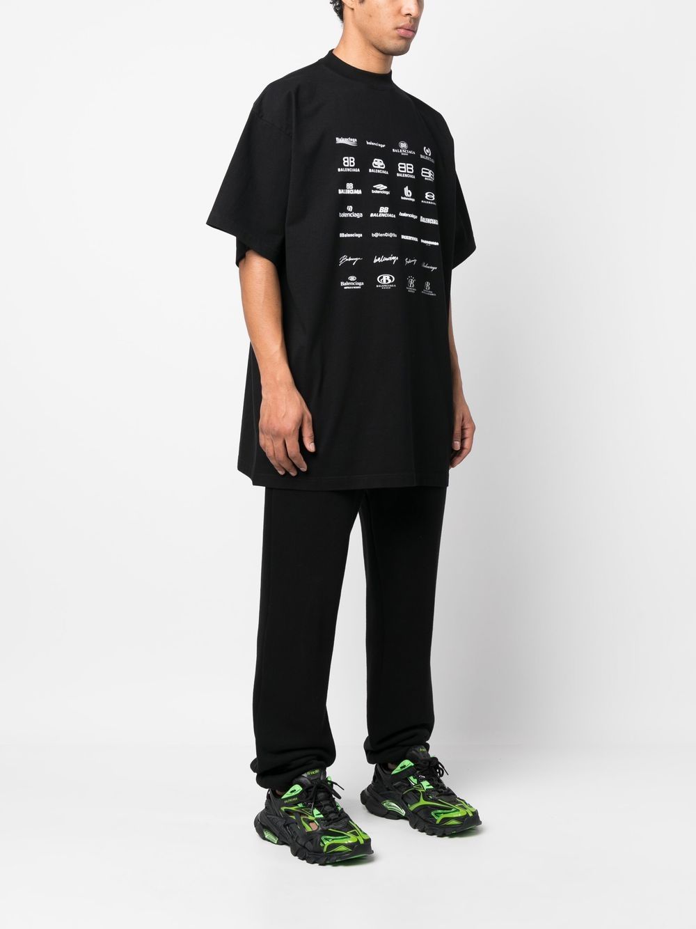 Balenciaga Archives Logos-Print Cotton T-Shirt - Black | Editorialist
