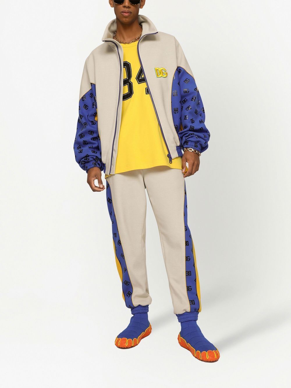 DOLCE & GABBANA Dolce & Gabbana logo-patch knit sports jacket