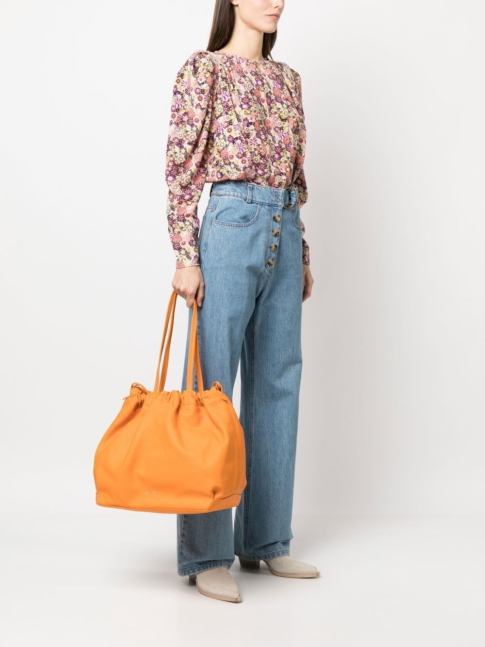 By Far Oslo Drawstring Tote Bag - Orange | Editorialist