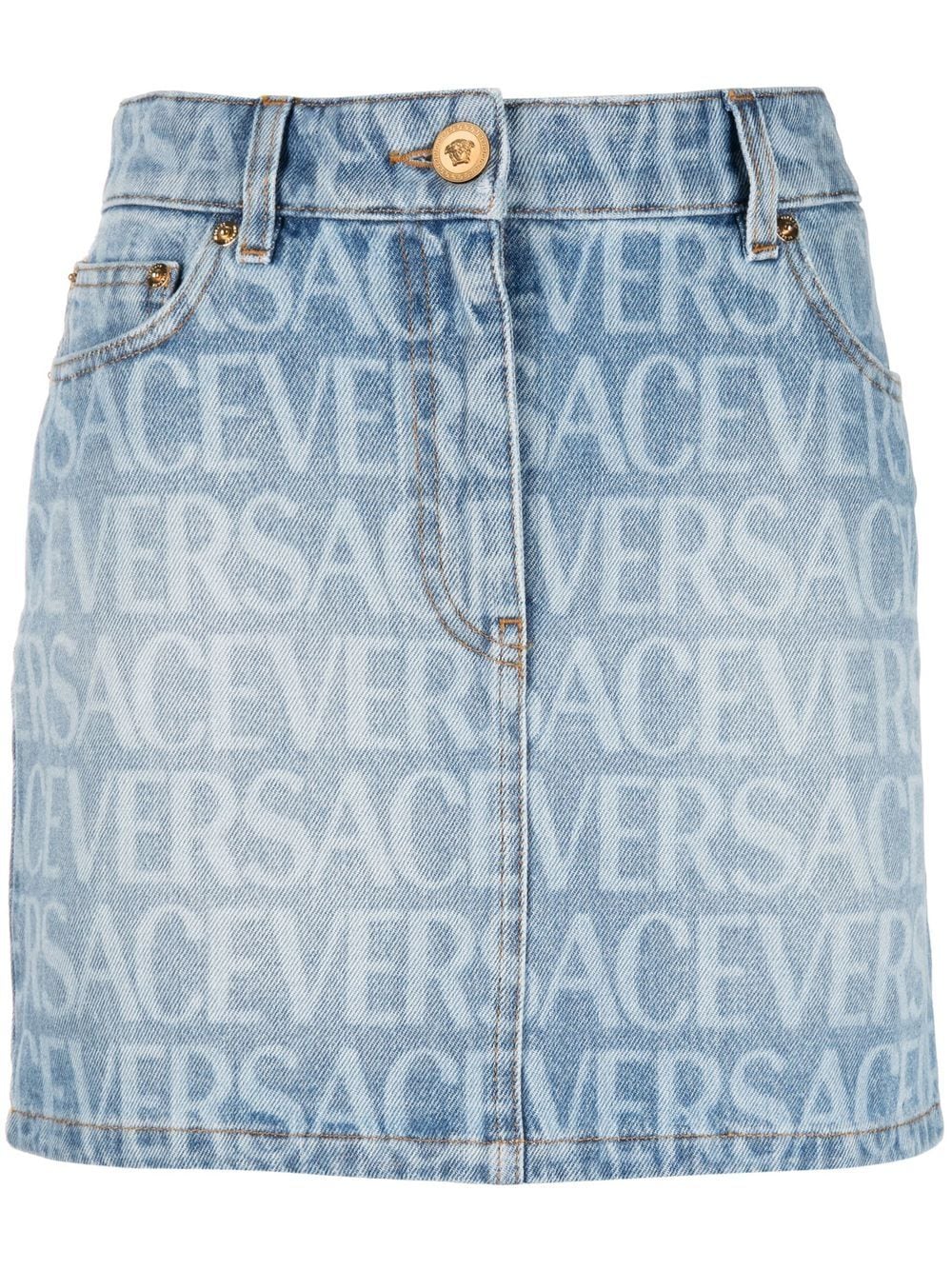 VERSACE Allover Denim Miniskirt