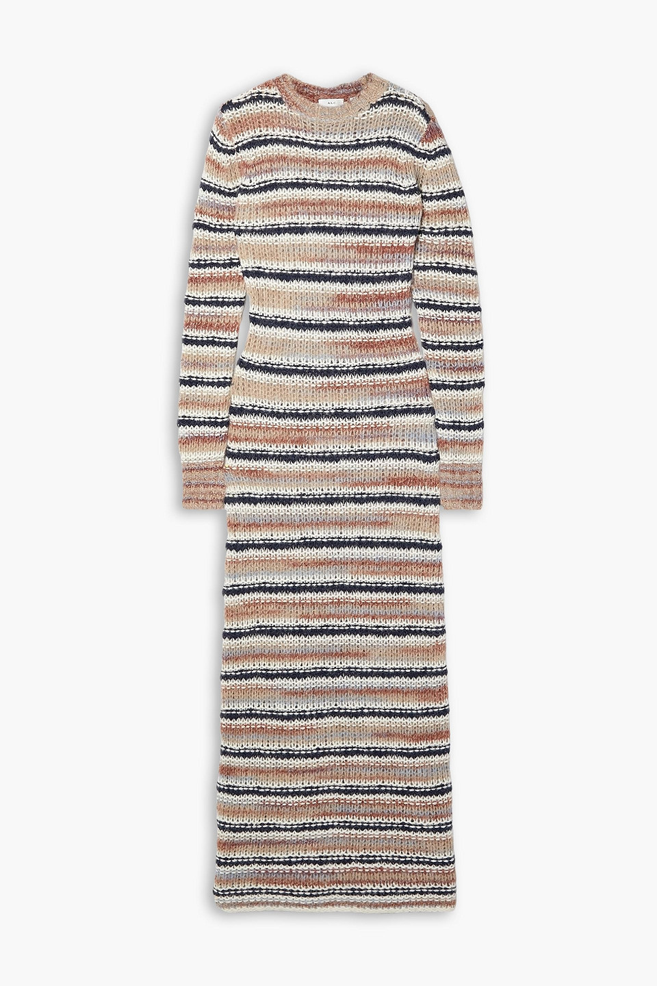 alc striped maxi dress A.L.C. Josephine Striped Knitted Maxi Dress In Neutral - 80% Off