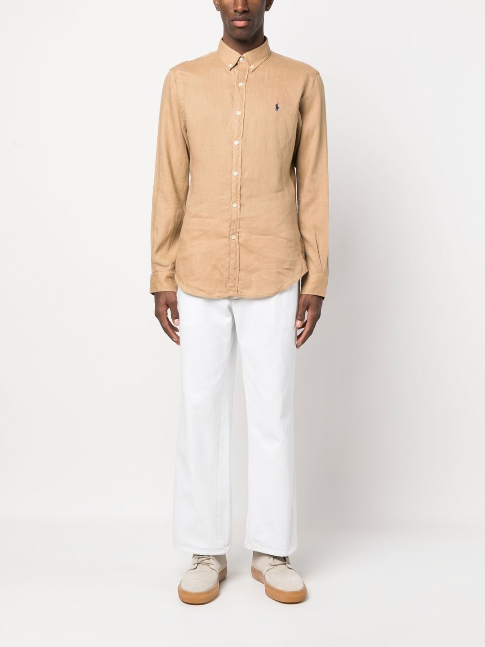 POLO RALPH LAUREN logo-embroidery linen shirt