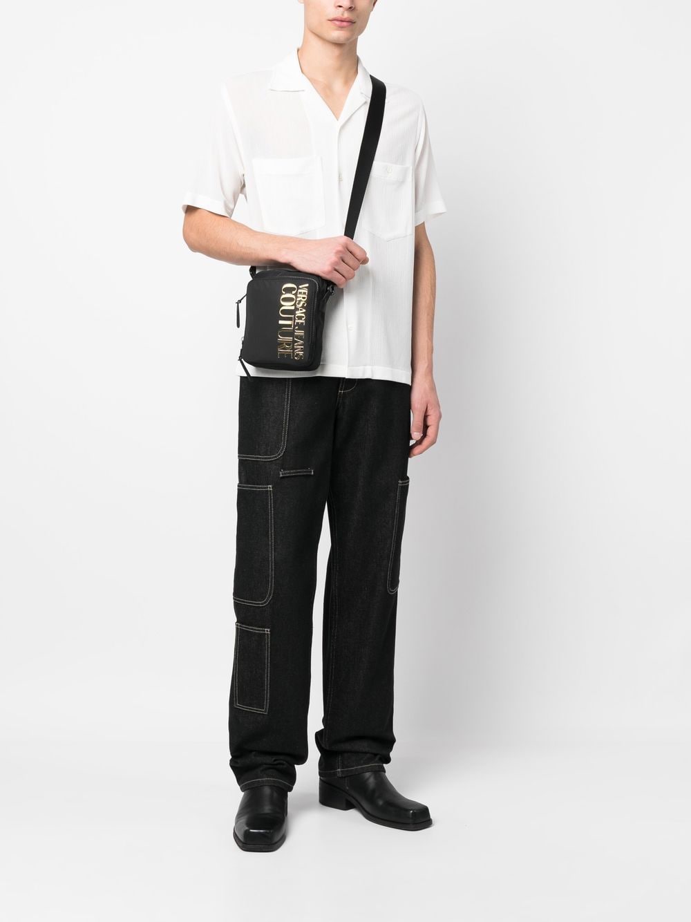 VERSACE Logo-Plaque Detail Messenger Bag