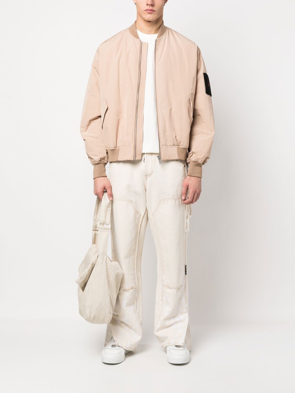 424 424 Logo-Patch Quilted Bomber Jacket