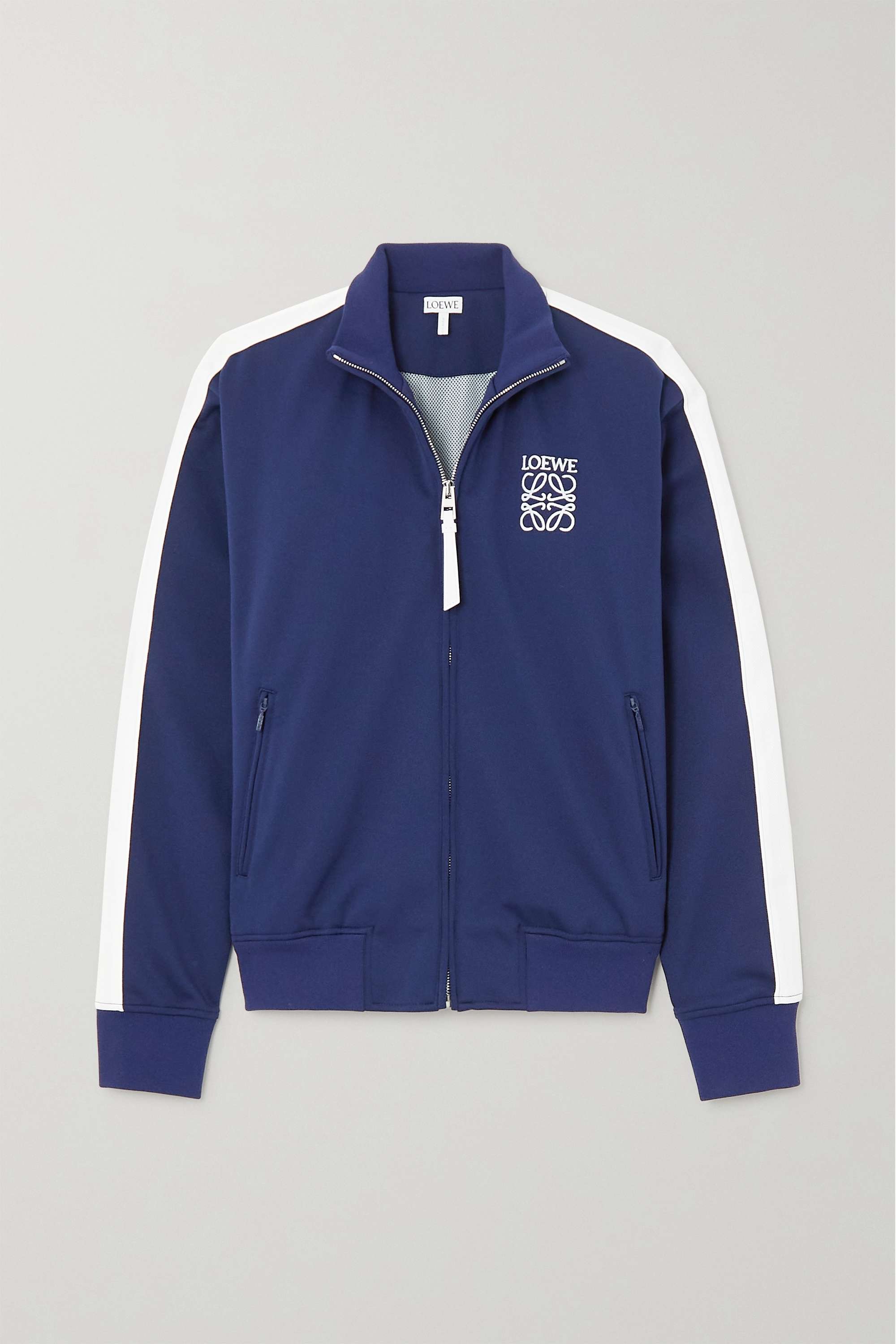 Loewe Embroidered Striped Jersey Track Jacket In Red - 40% Off
