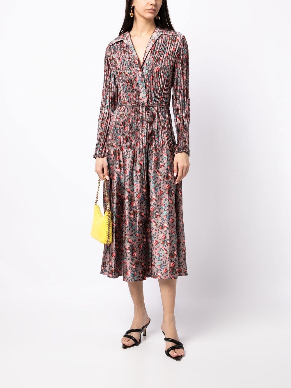 VINCE Vince. Berry Blooms Pleated Shirtdress