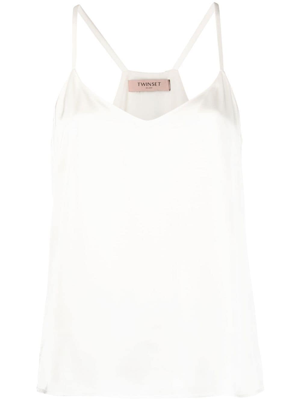 TWINSET Rear Logo-Plaque Satin Top
