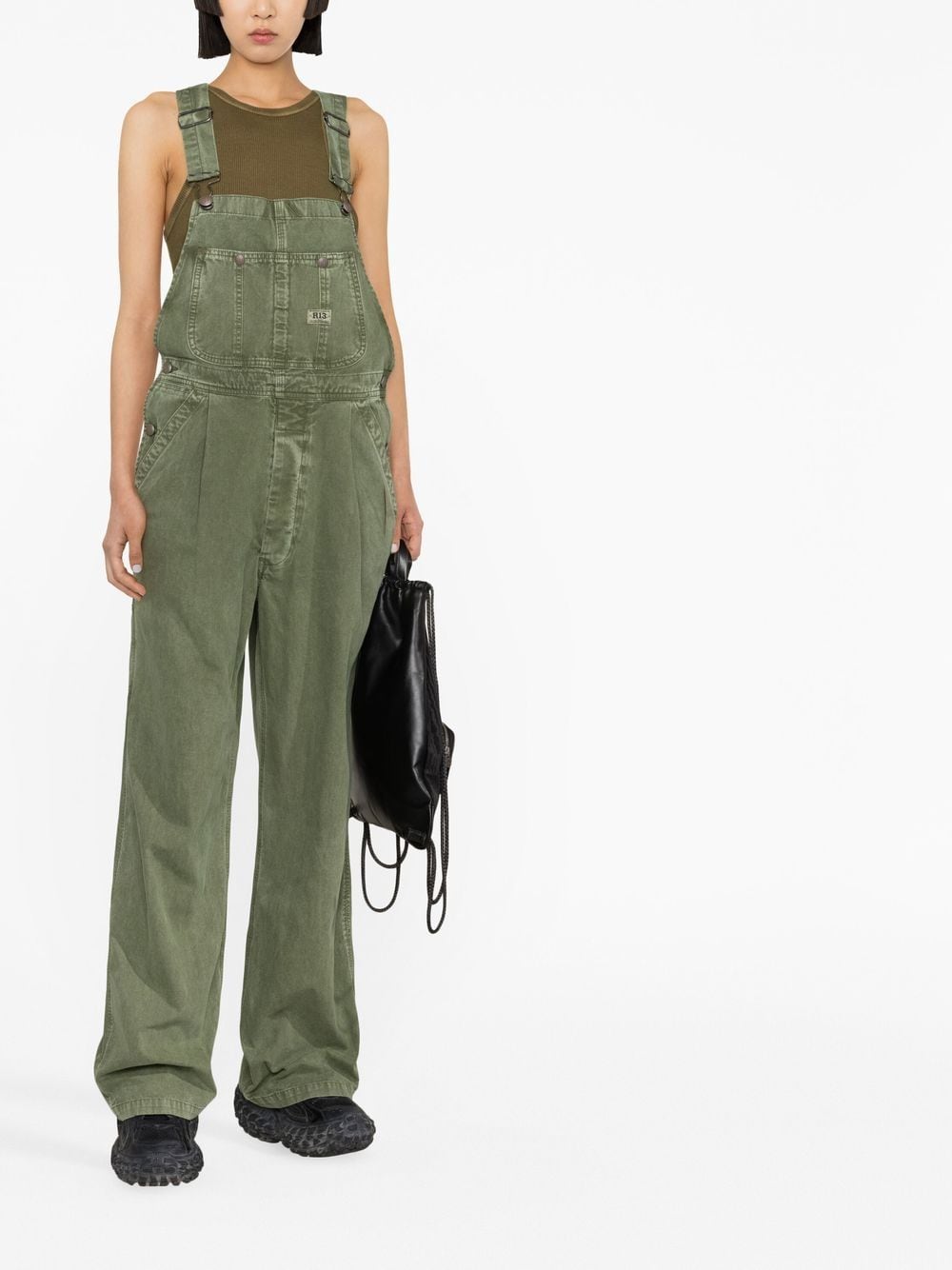 R13 Damon Denim Overalls - Green | Editorialist