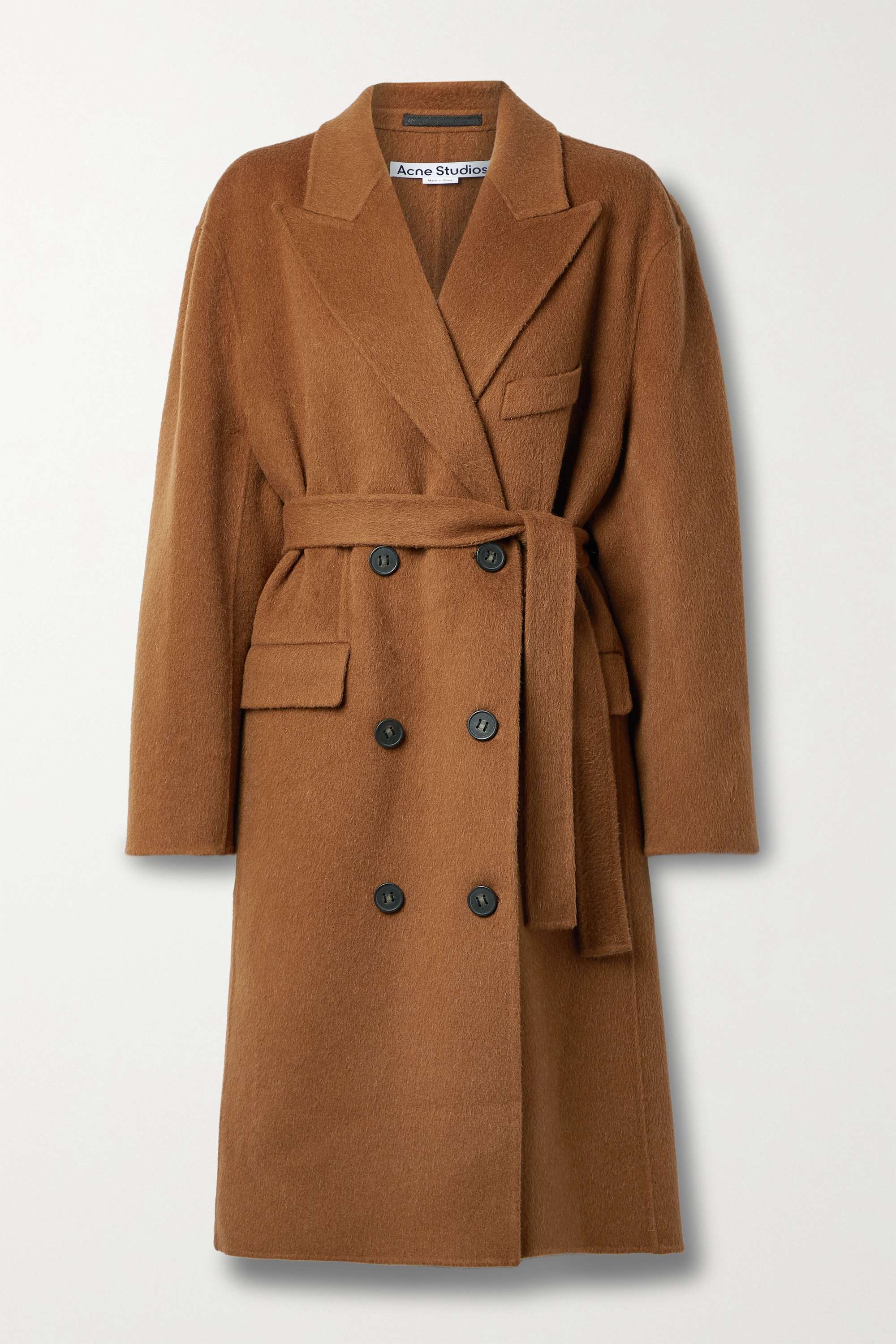 Acne Studios Belted Double-Breasted Brushed Wool And Alpaca-Blend 
