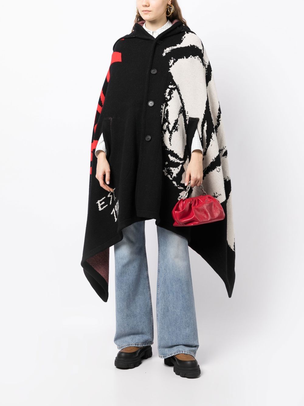PHILOSOPHY DI LORENZO SERAFINI Intarsia-Knit Hooded Cape