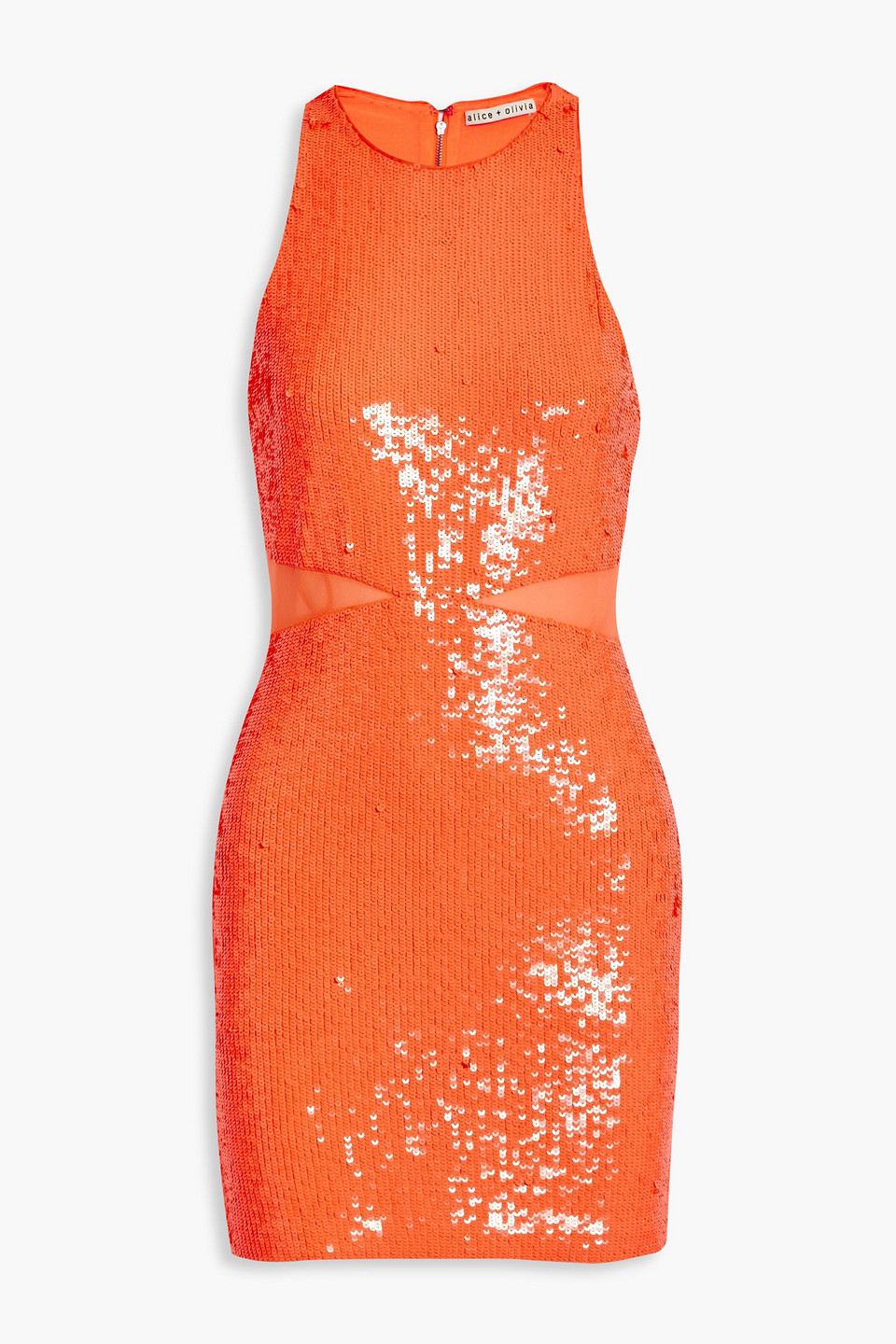 strapless open back dress Super Techno Bodice/Black Sequin Show Choir Dress - Reds & Oranges - S