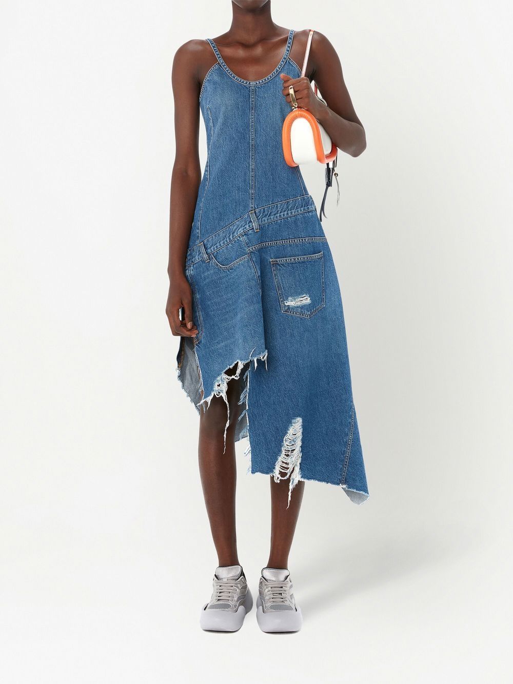 distressed denim dress Women's Single-Breasted Frayed Dress, Fashionable For Vacation, Dating, And Outings Spring/Summer Distressed Denim Dress - Small/Medium