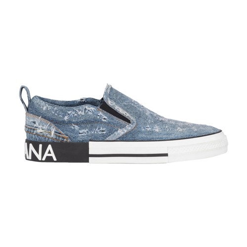 Dolce & Gabbana Denim Slip-On Shoes with Logo Dolce & Gabbana Portofino slip-on sneakers with denim logo  main image 3