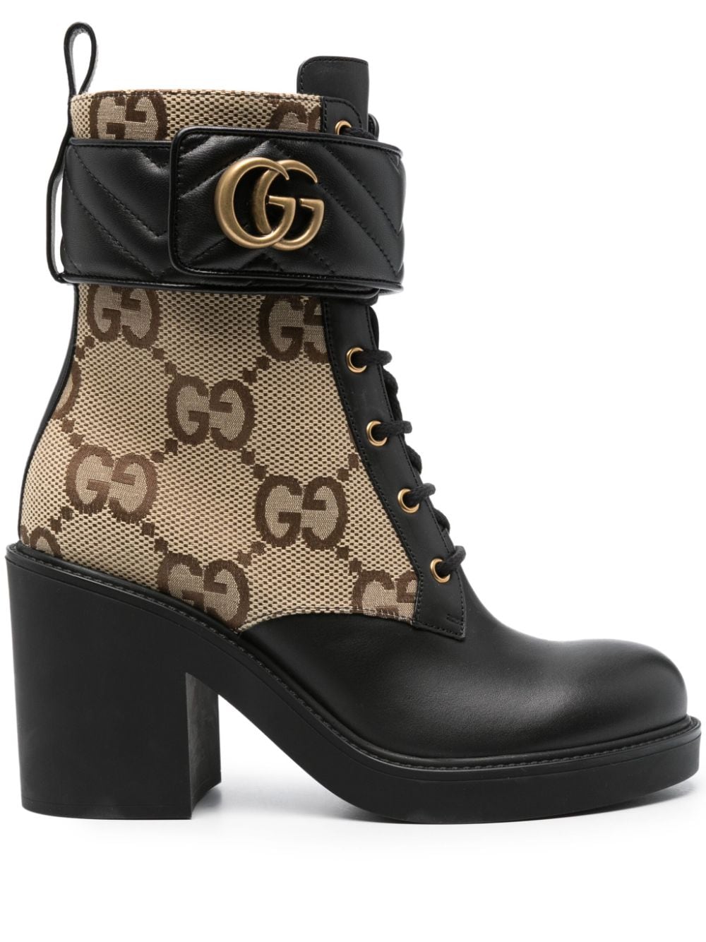 Gucci Gg-Monogram Panelled Ankle Boots - Black | Editorialist display picture 1