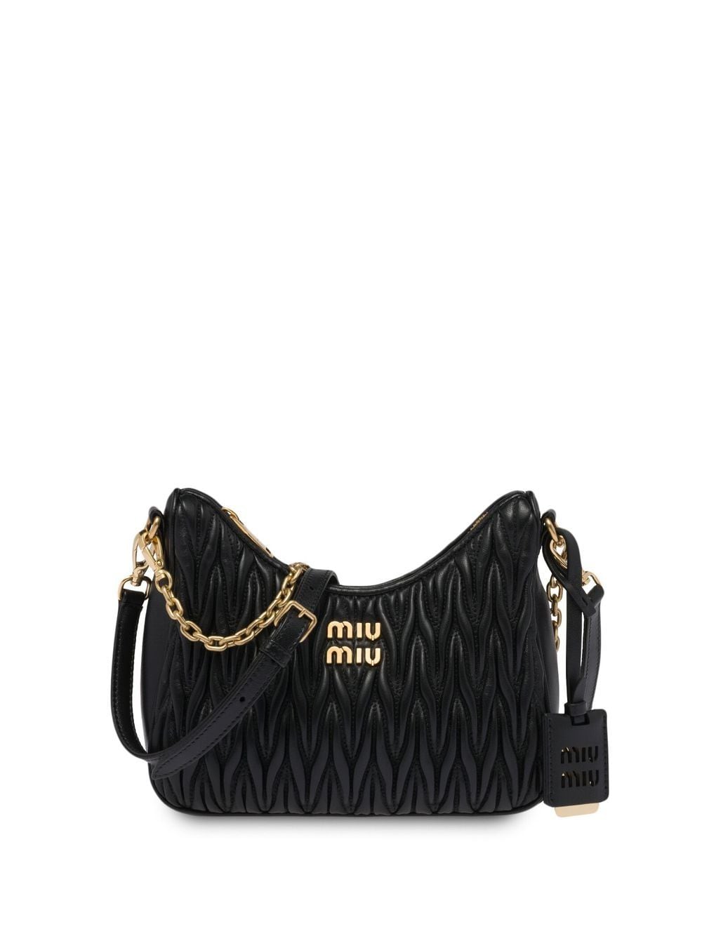 Miu Miu Matelassé Leather Shoulder Bag - Black | Editorialist