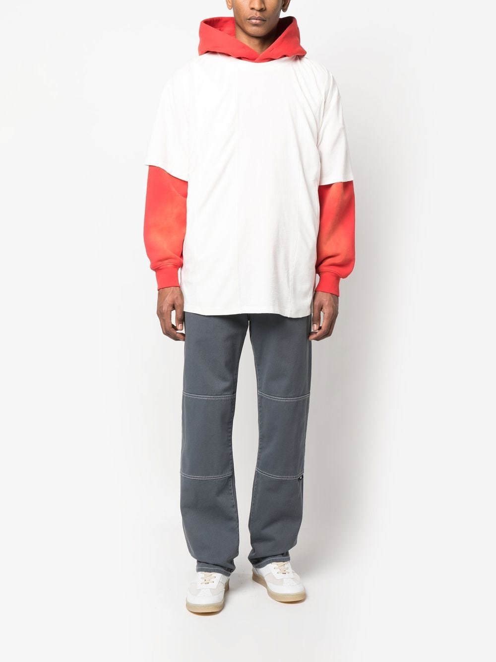 MSGM MSGM Grey Cotton Logo Print Straight-Leg Trousers