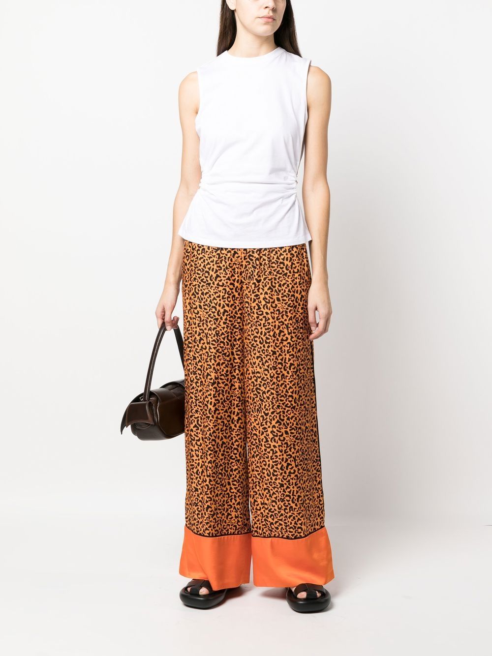 KARL LAGERFELD Karl Lagerfeld Leopard Print Wide-Leg Trousers