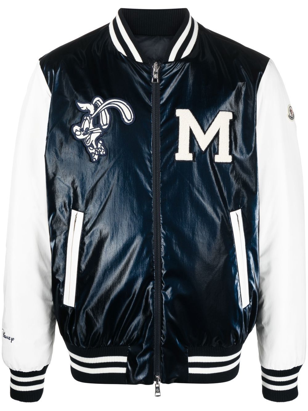 Moncler X Disney Metallic Varsity Bomber Jacket - Blue | Editorialist