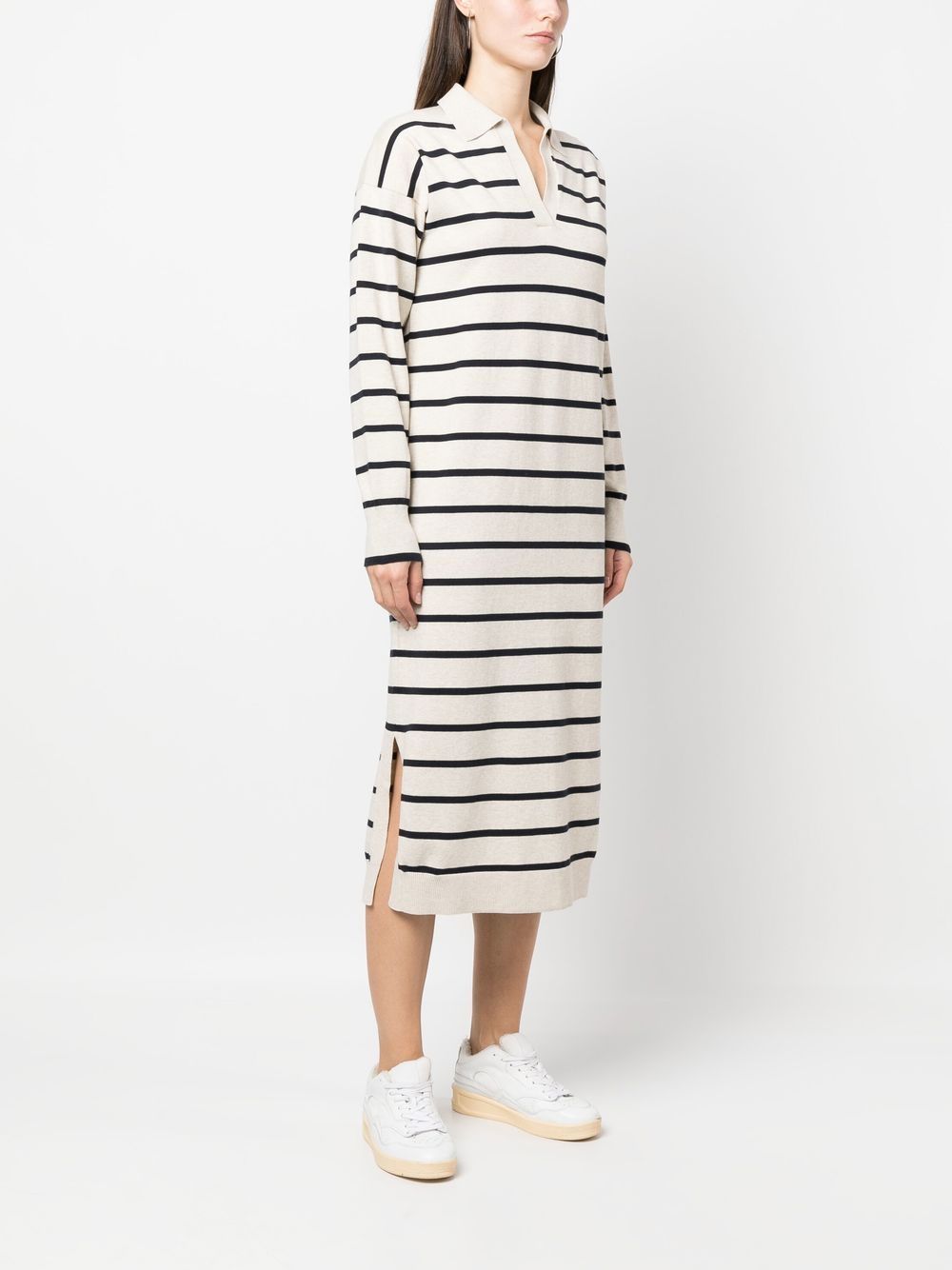 Tommy Hilfiger Striped Knit Midi Dress - Neutrals