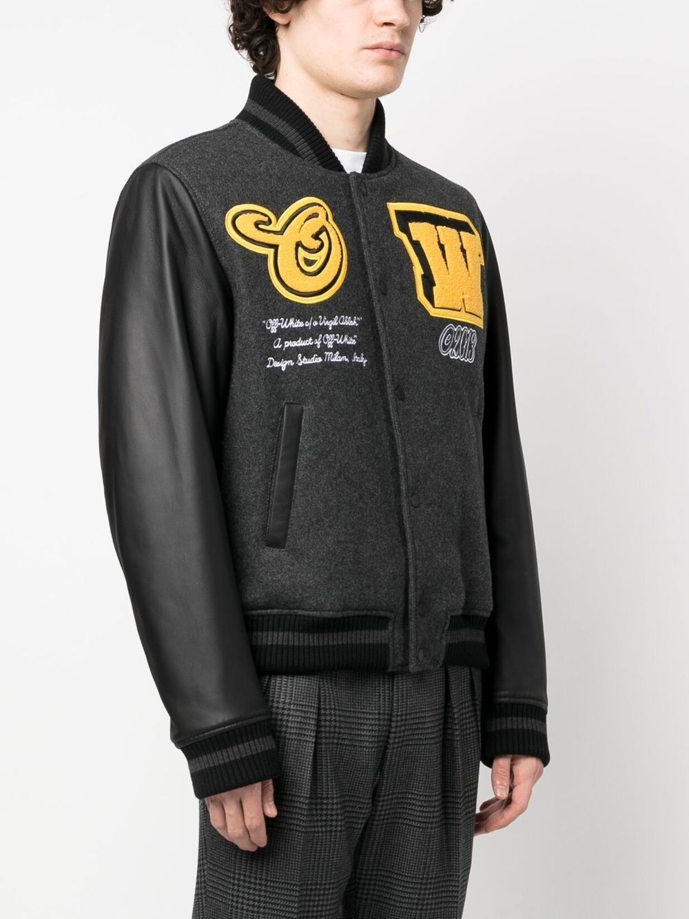 OFF-WHITE Off-White logo-patch varsity bomber jacket