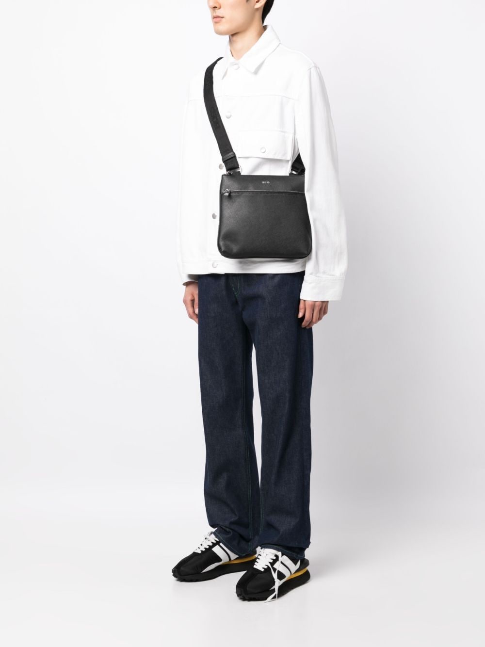 BOSS BOSS Calf Leather Envelope Bag with Foil-Print Logo