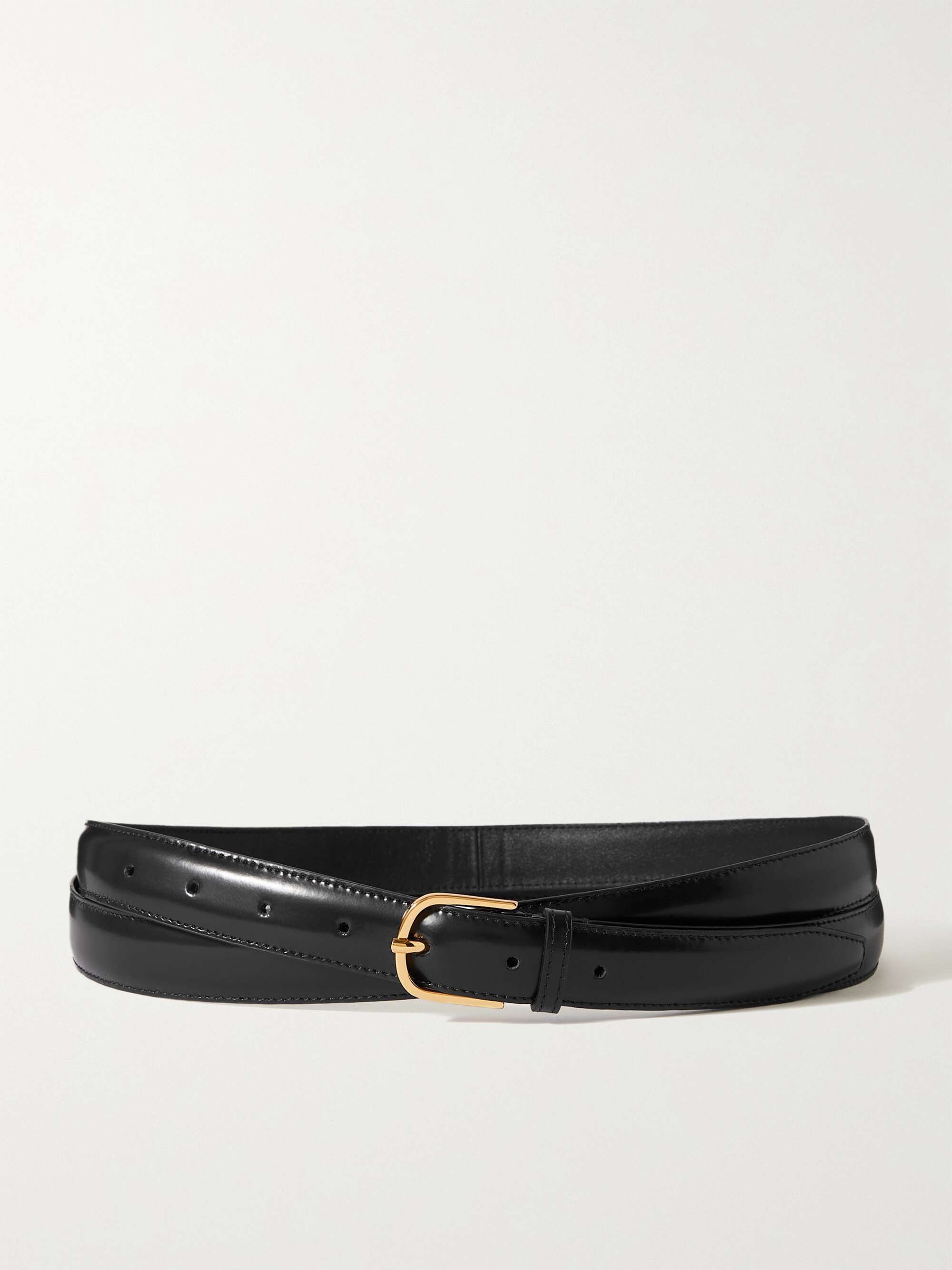 Toteme Black Leather Belt Toteme Slim Grained-Leather Trouser Belt in Black – Hampden  main image 3