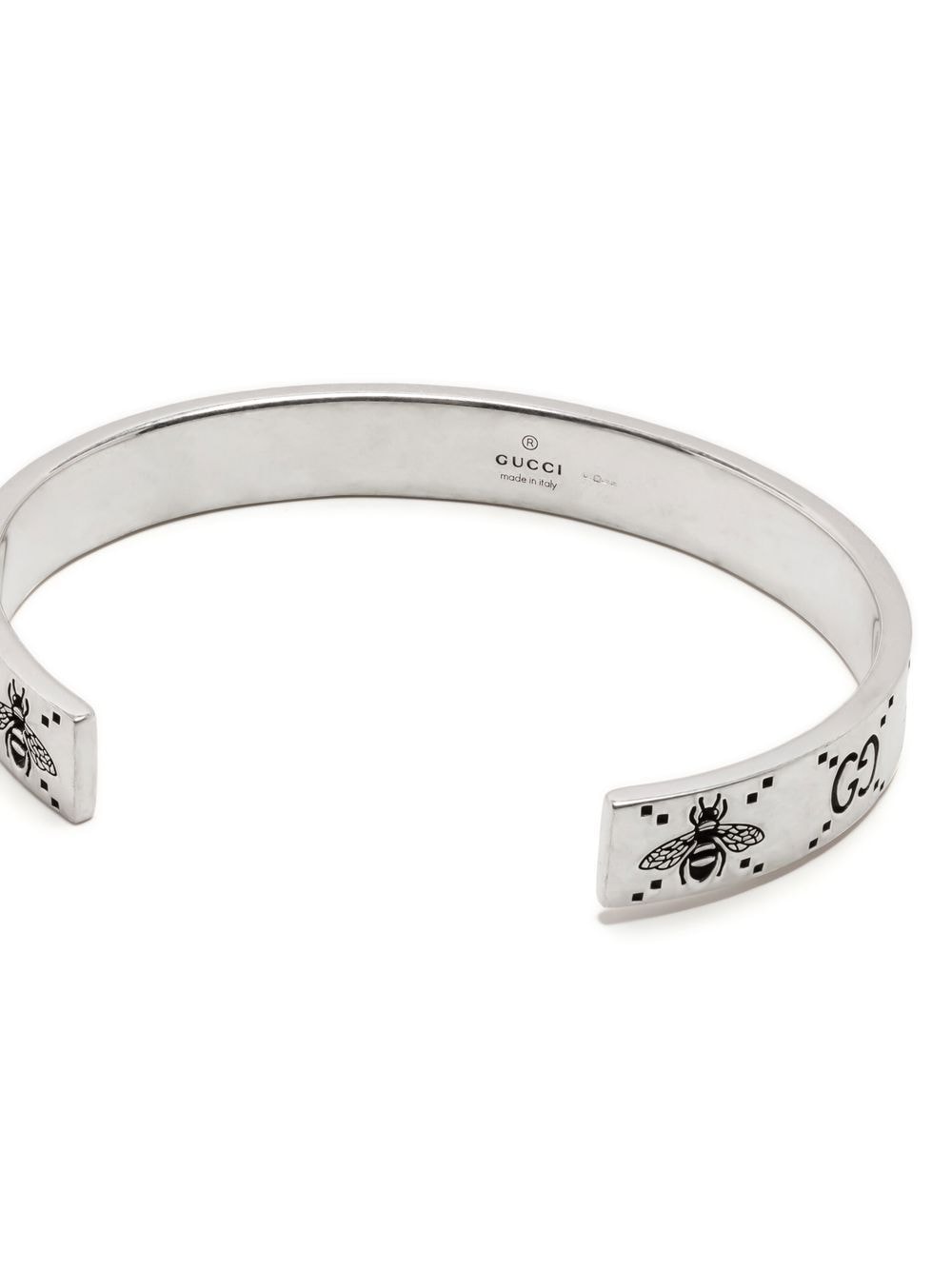 Gucci Gg And Bee Engraved Cuff - Silver | Editorialist display picture 2